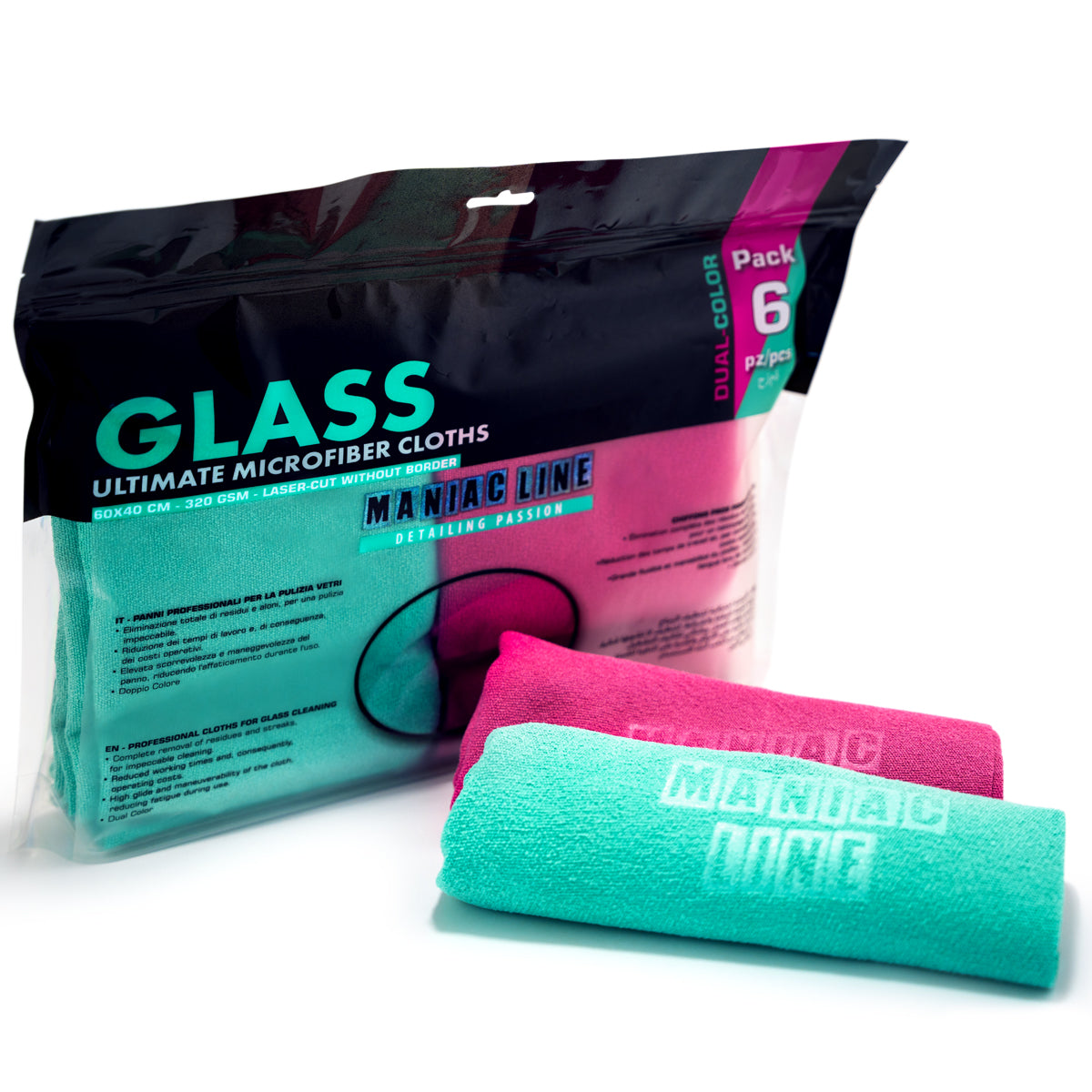 Maniac Ultimate Microfibre Glass Cloths - 6 Pack – washme.ie